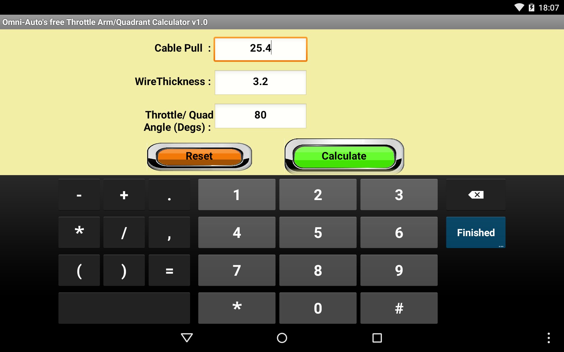 Free Cable Quadrant and Arm Calculator - App on Amazon Appstore