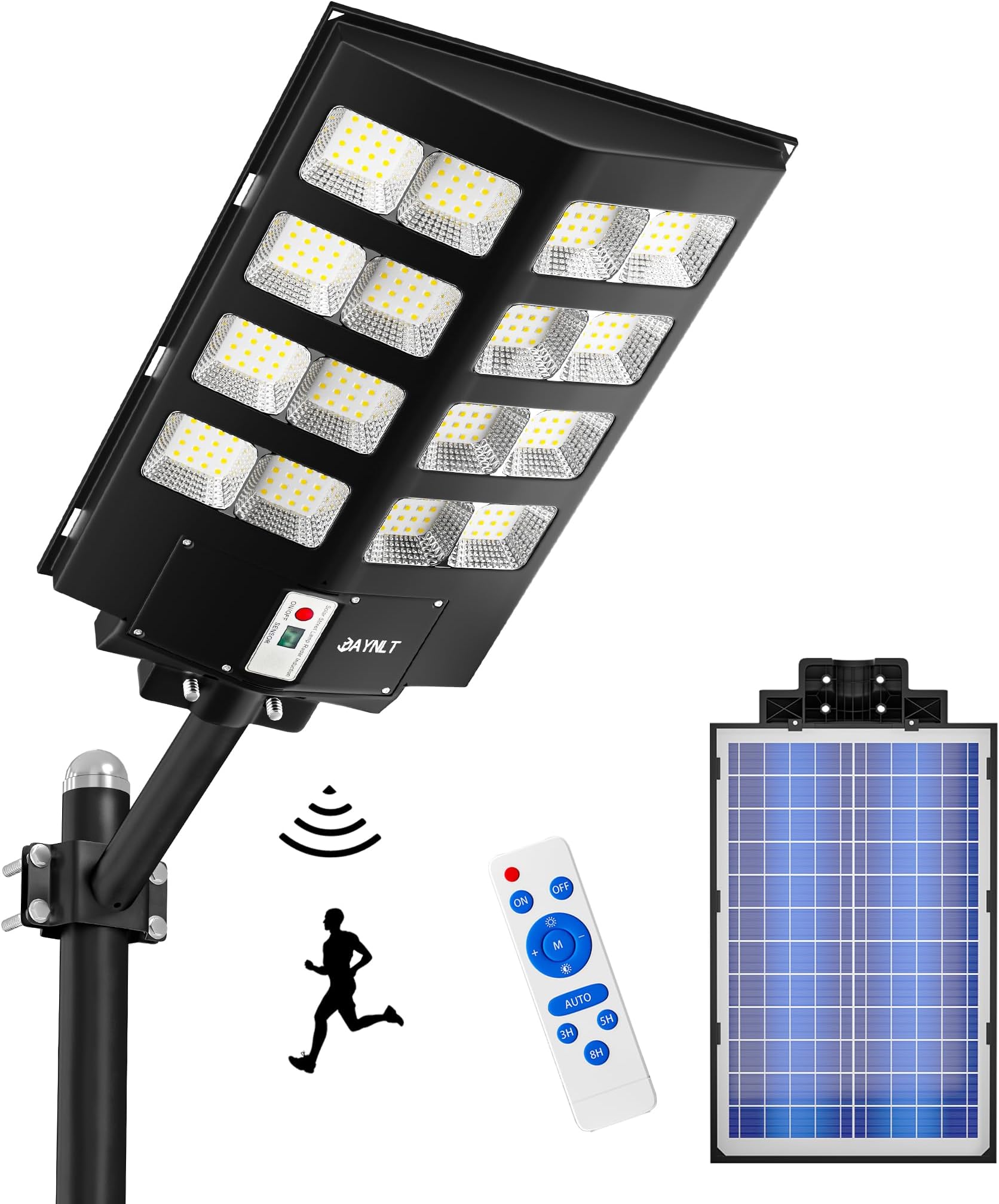 Round Cube Solar Street Light with Pole PRO Super Bright 4500 Lumen ...