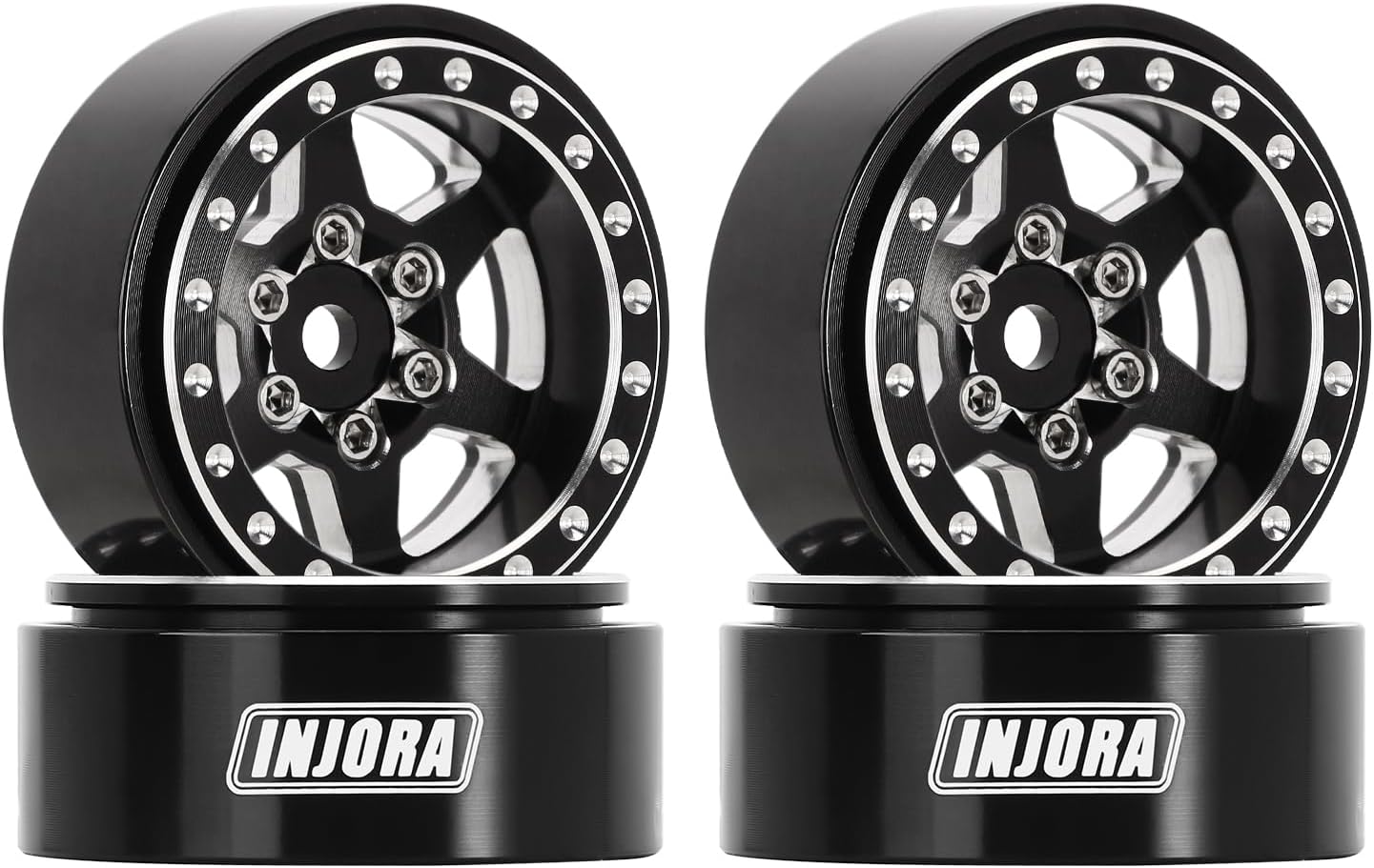 Amazon.com: INJORA 1.0 Plus Beadlock Wheel Rims - Aluminium 6-Spoke ...
