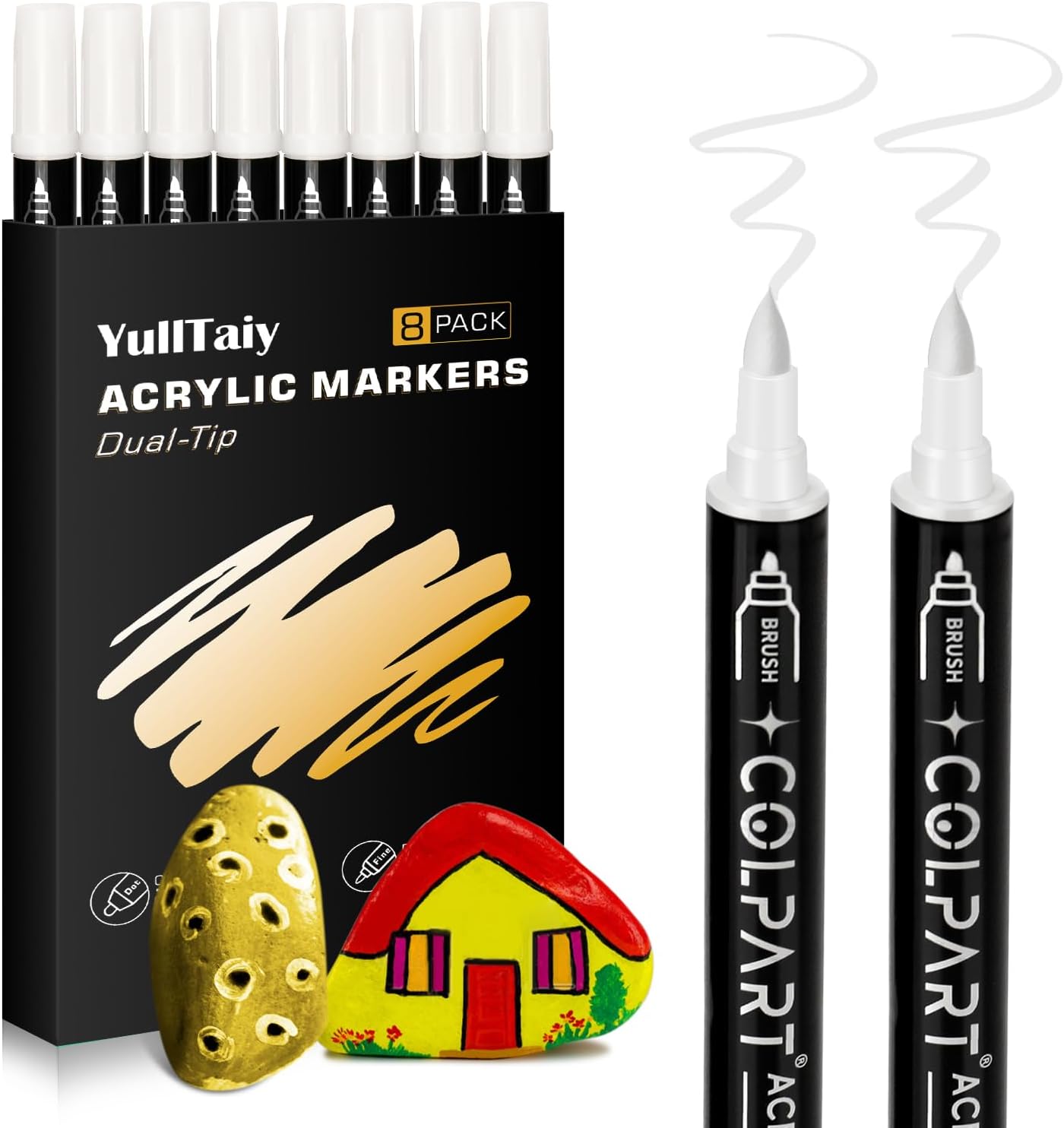 Amazon.com: 12 Colors Acrylic Paint Pens Markers, Dual Tip Acrylic ...