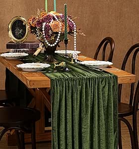 Amazon.com: Olive Green Velvet Table Runner: 20x120 Inch Luxurious ...