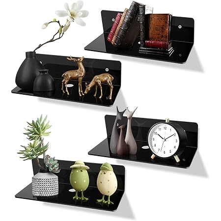 3 Pcs Acrylic Floating Shelves, Wall Mounted Display Shelf Self ...