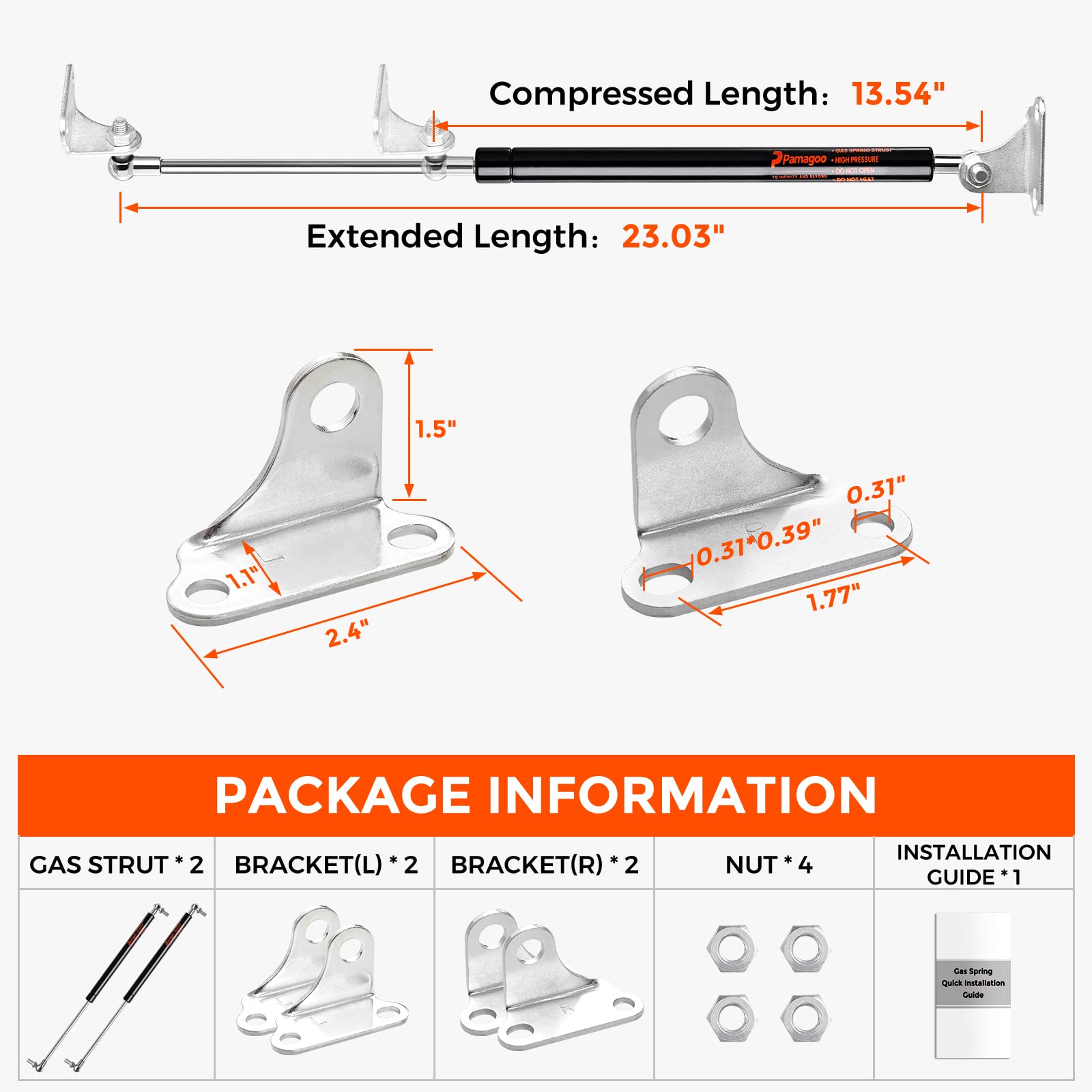 PAMAGOO 23 inch Gas Strut 200 lbs 890 N Per Prop, ð_x009d_—¤ð_x009d_—§ð ...