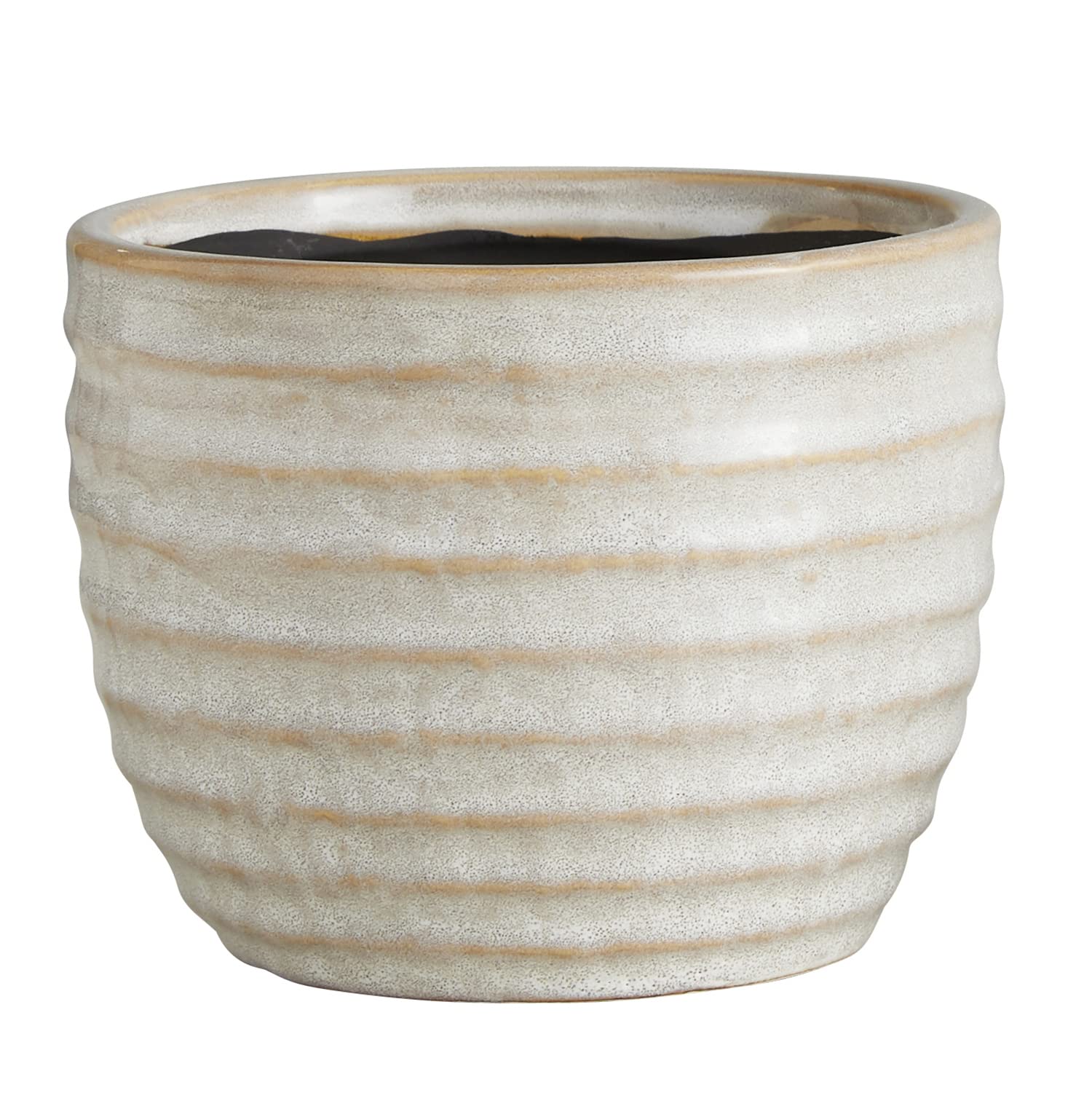 Amazon.com : 47th & Main Textured Light Cream Glazed Ceramic Planter ...