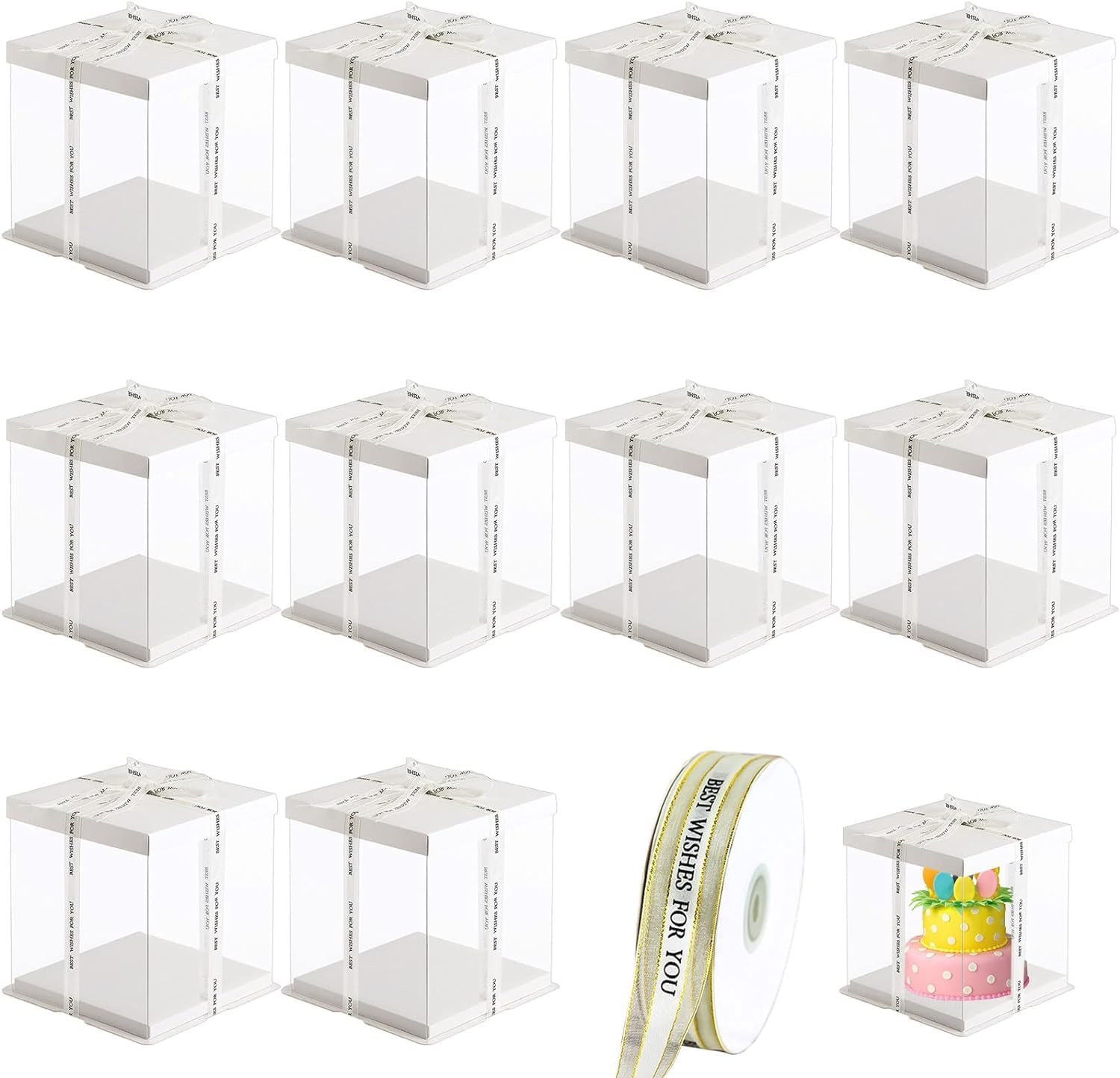 Amazon.com: Haploon 10 Pcs Clear Cake Box 7x7x8 Inch Cake Packaging ...