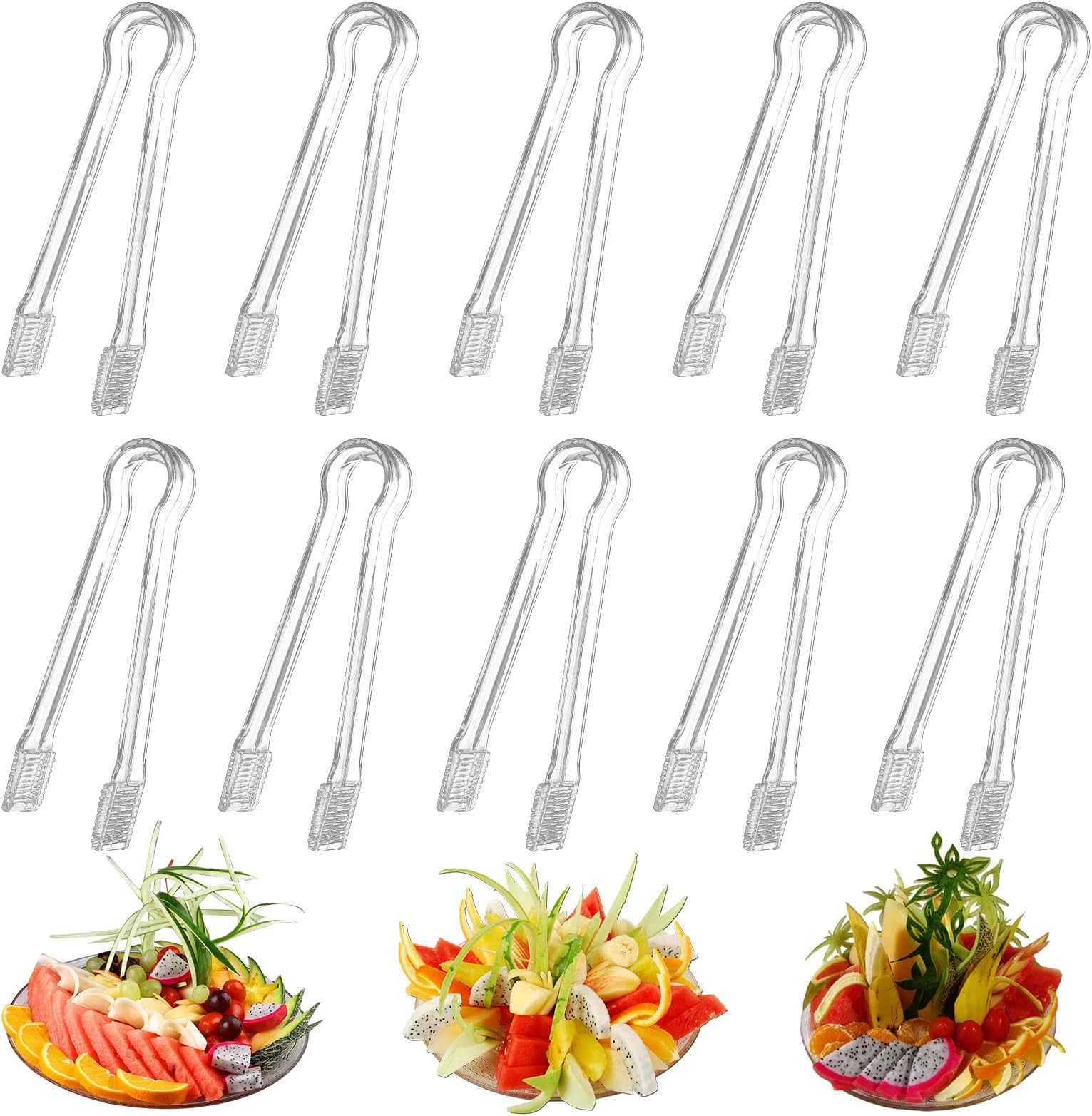 Amazon.com: 8 Pcs Plastic Buffet Serving Tongs, Clear Kitchen Tongs 6.3 ...