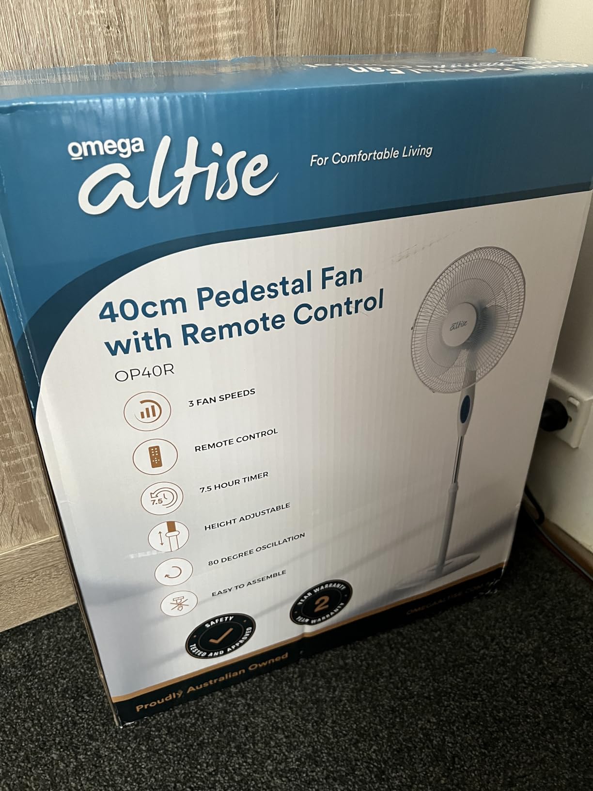 Omega Altise OP40R Pedestal Fan, 40 cm, White : Amazon.com.au: Home