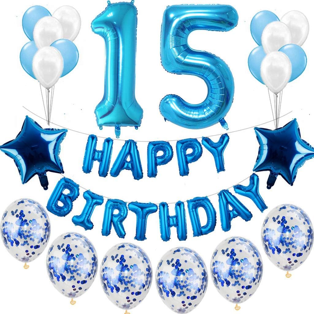 15th Birthday Balloon Decoration Blue Boys Set, Children’s Birthday ...