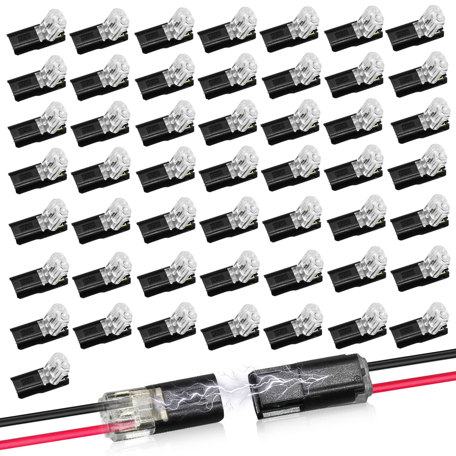 Snapklik.com : 50Pcs Double-Wire Plug-in Connector Led Light Strip ...