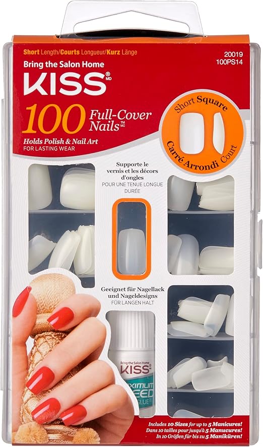 Kiss 100 Nails-Short Square, 1-Count (100PS14GT) : Amazon.ca: Beauty ...