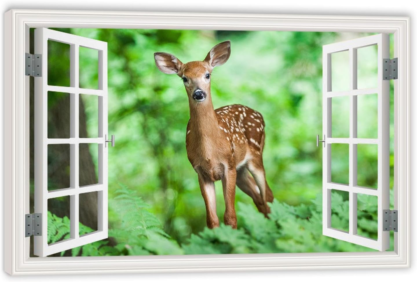 Amazon.com: MOBYAT Canvas Print Wall Art Window View 3D Animal Window ...