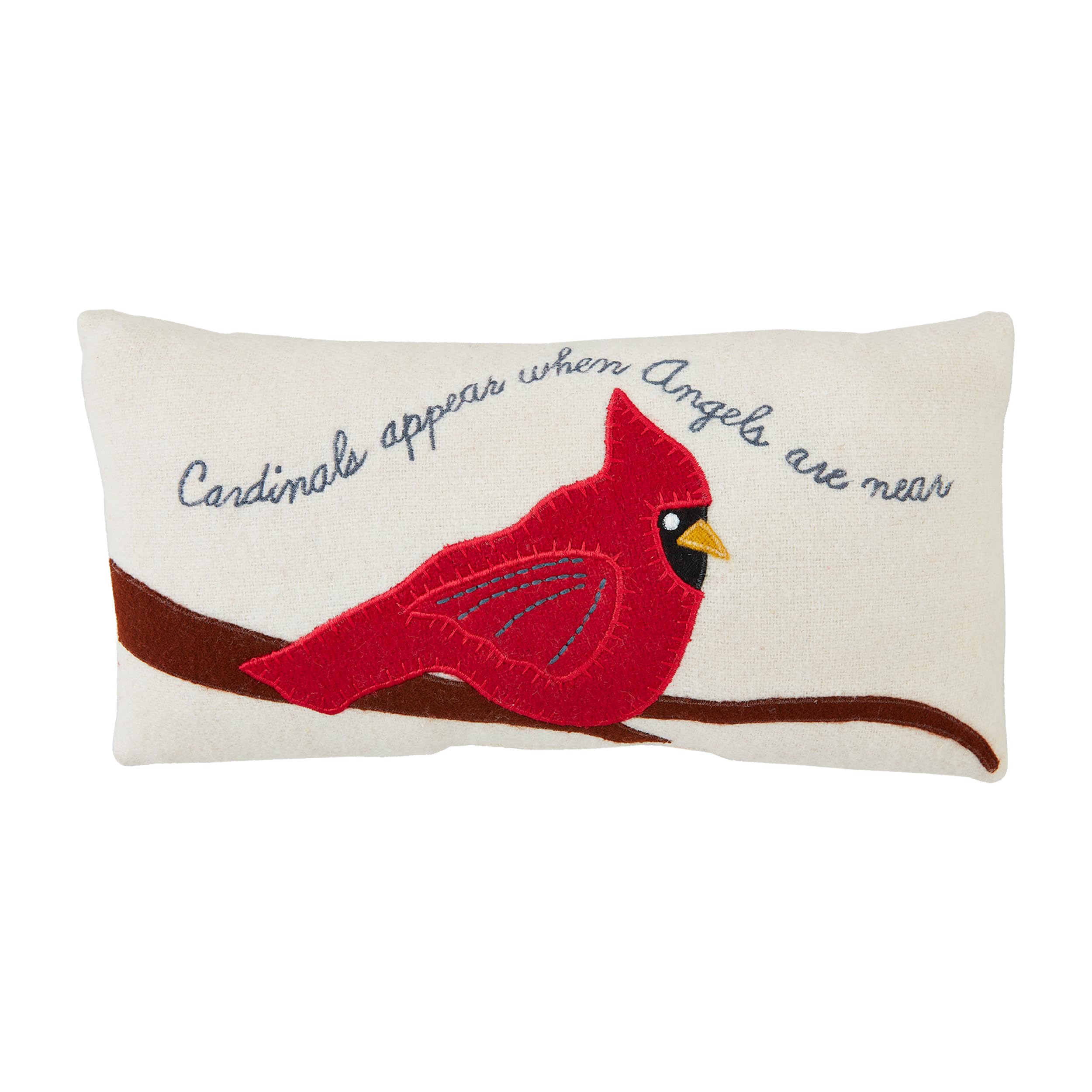 Amazon.com: Mud Pie Cardinal Appear Felt Pillow, 6" x 12", White : Home ...