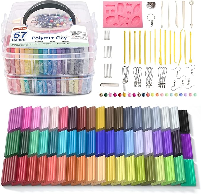 Polymerlera, shuttle Art 57 färger baka modellering lera kit med 19 ...