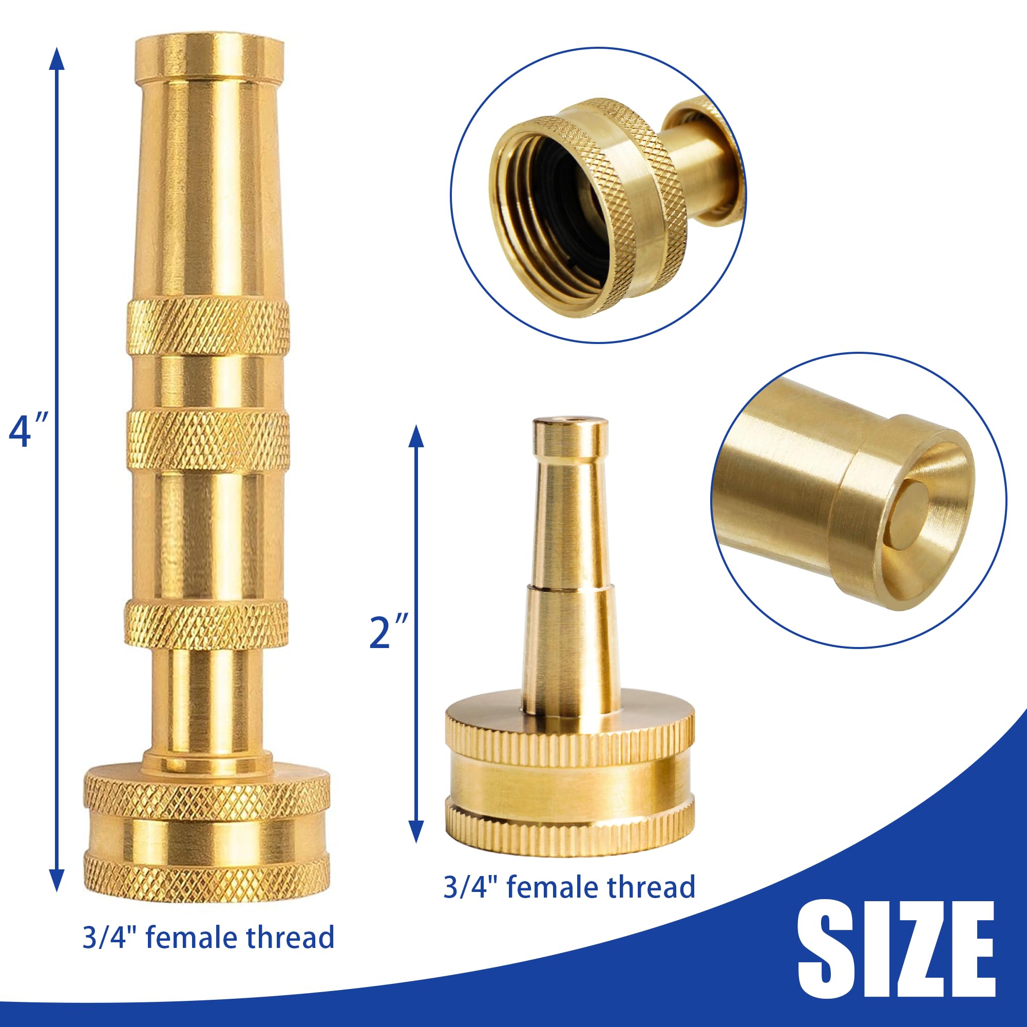 Snapklik.com : Hourleey 4" Adjustable Twist Hose Nozzle, 2" Heavy-Duty ...