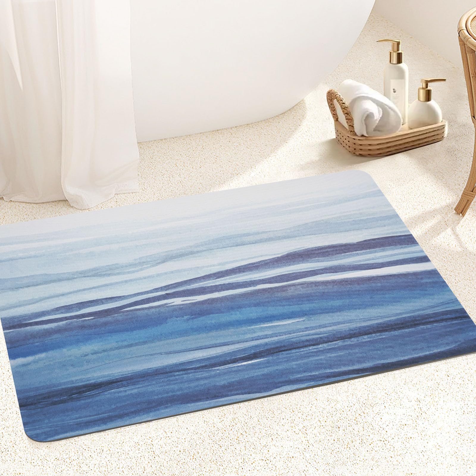 Amazon.com: FRESHMINT Soft Abstract Bath Mat Watercolor Bathroom Mat ...
