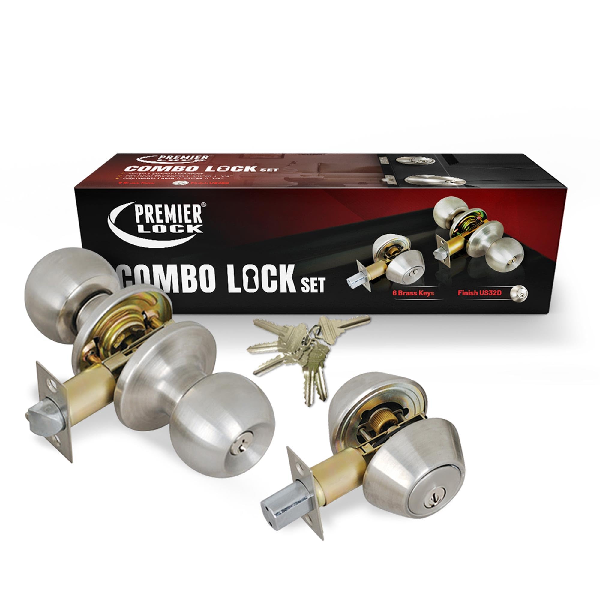 Snapklik.com : Premier Lock ED06-12 Entry Door Knob Deadbolt Combo Lock Set
