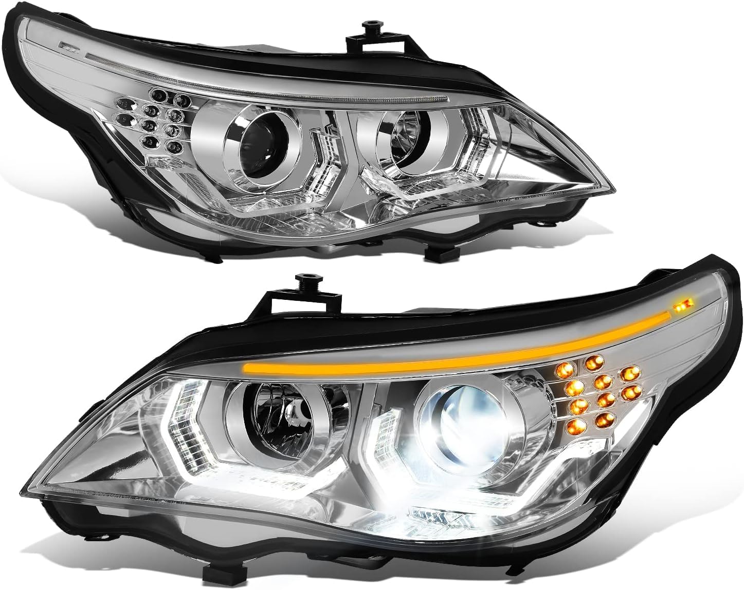 Amazon.com: Headlights LED DRL HID Projector Chrome for 2008-2010 Bmw ...