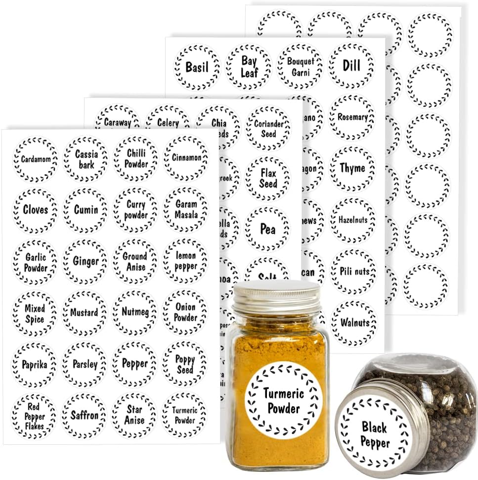 72 Herb and Spice Jar Labels Stickers – Clear/Transparent with Black or ...