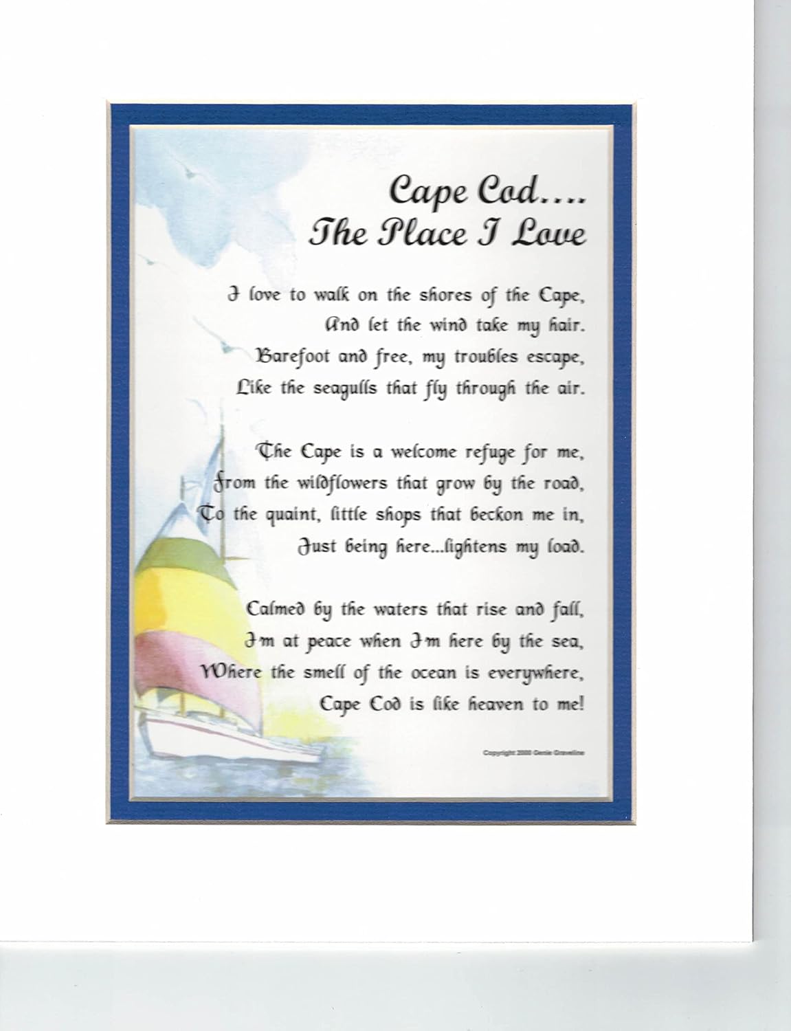 Amazon.com: Genie's Poems Poem About Cape Cod, #209, Double-matted In ...