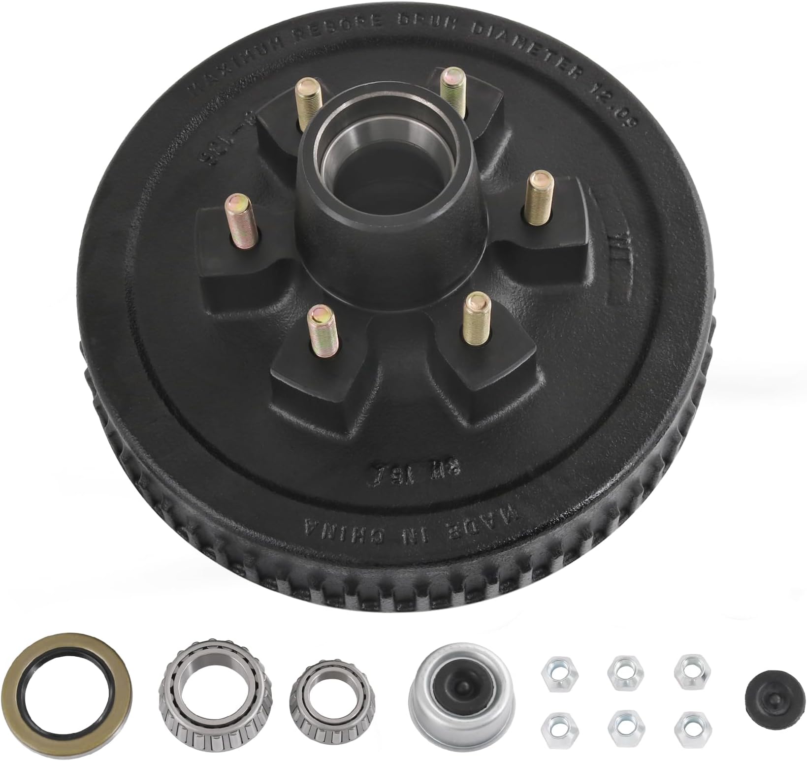 Amazon.com: Trailer Brake Drum Kit, 6-Hole, 5.5" Bolt Circle Brake Drum ...