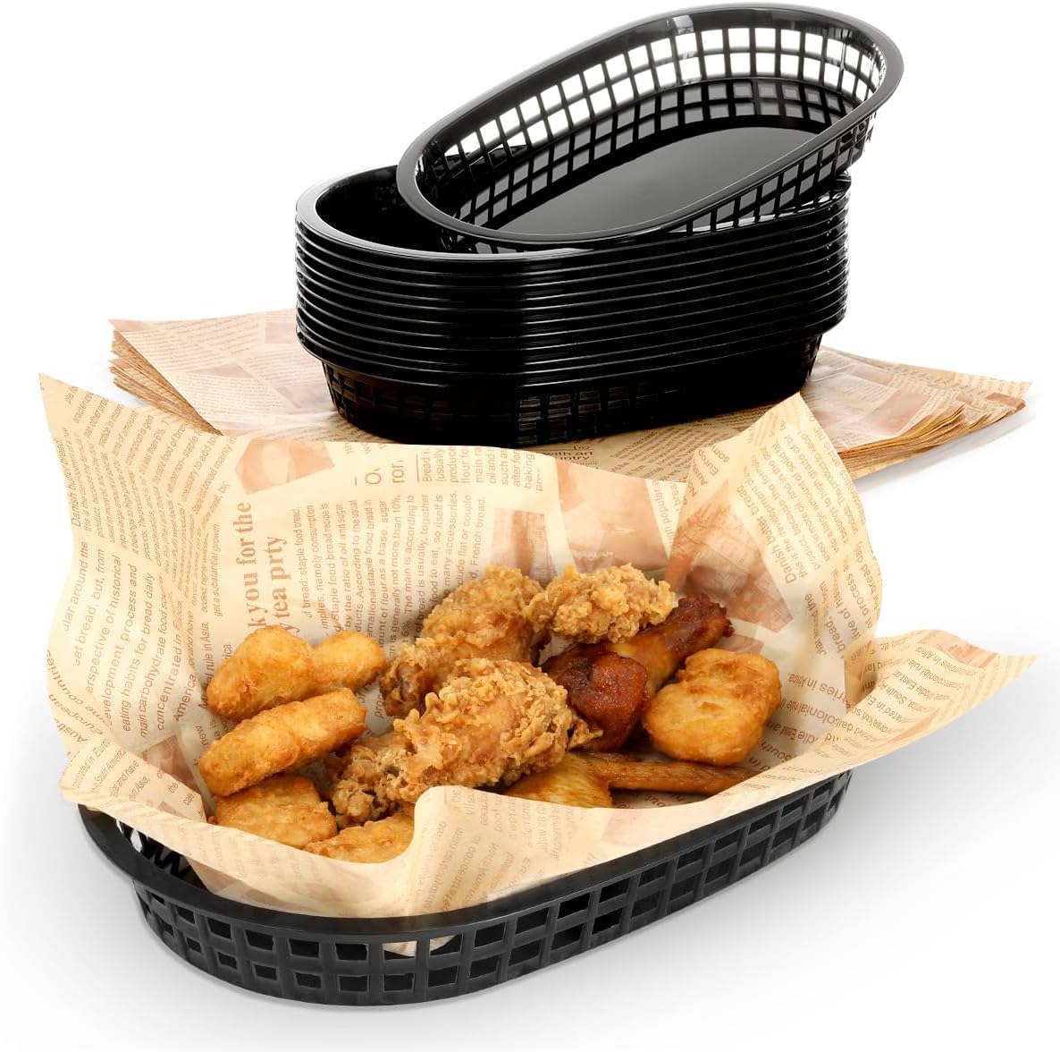 Amazon.com: AIEVE Fast Food Basket with Parchment Paper, 12pcs Oval ...