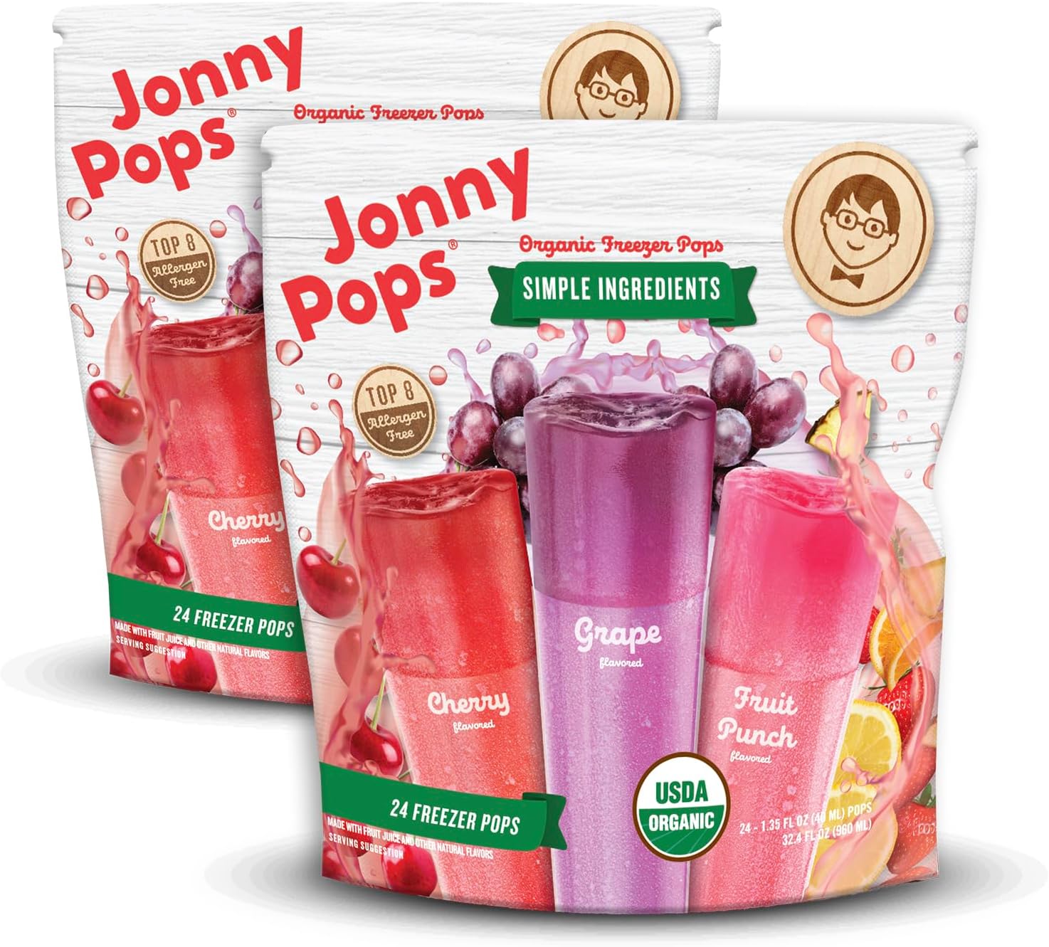 Amazon.com : JonnyPops Organic Freezer Pops Variety Pack - Grape ...