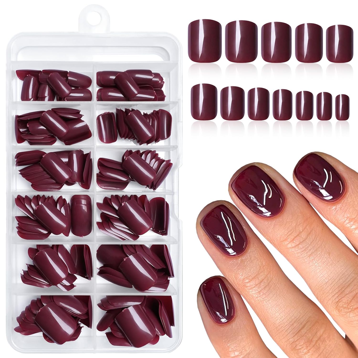 Amazon.com: Lifextol 240pc Square Press on Nails Short Fake Nails Press ...