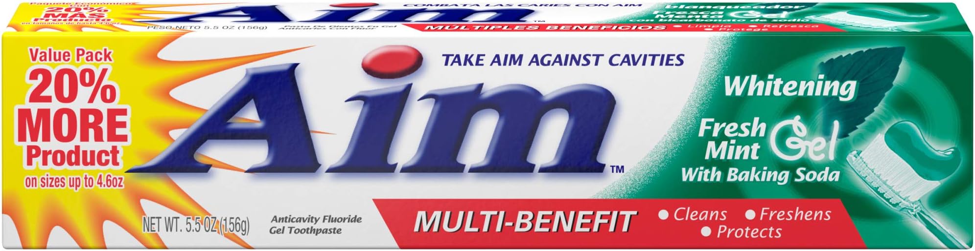 Amazon.com : Aim Whitening Toothpaste with Baking Soda 5.5oz : Health ...