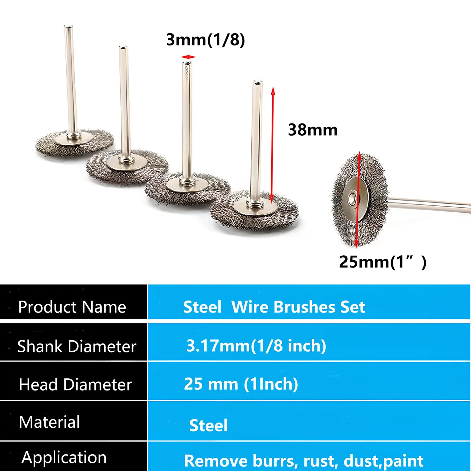 Snapklik.com : 20pcs 1" Steel Wire Brush Set For Cleaning, Small Wire ...