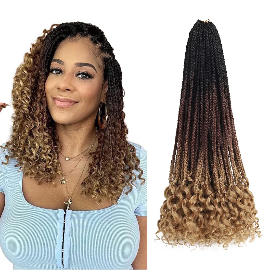 Amazon.com : Crochet Box Braids Hair with Curly Ends 7 Packs Pre Looped ...