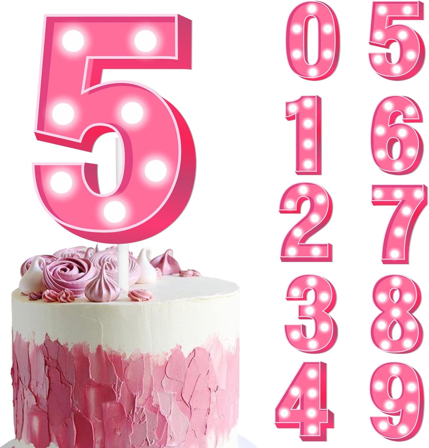 Amazon.com: Pink Glitter Fluorescence Letter Q Cake Topper Cheer to ...