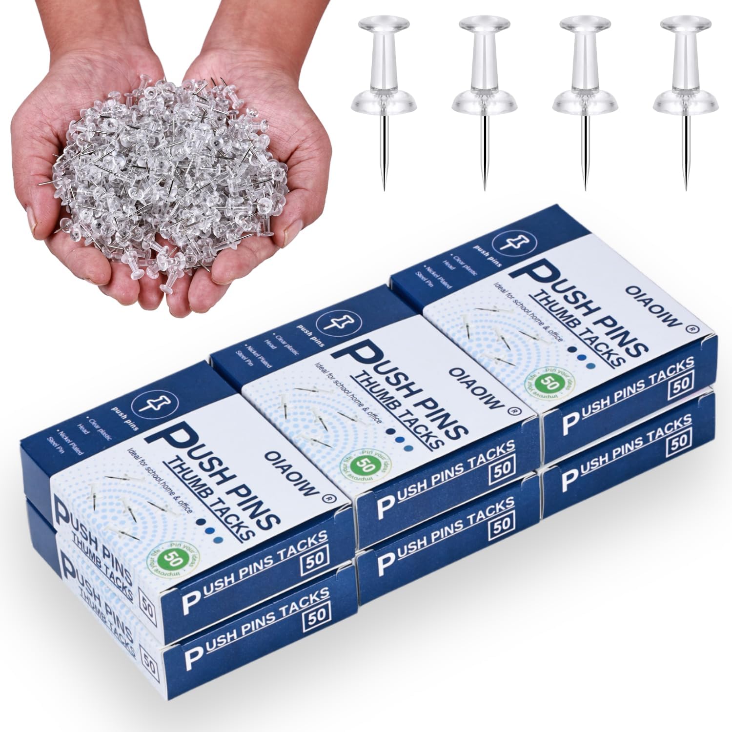 Amazon.com: 300pcs Clear Push pins for Bulletin Board Thumb Tacks for ...