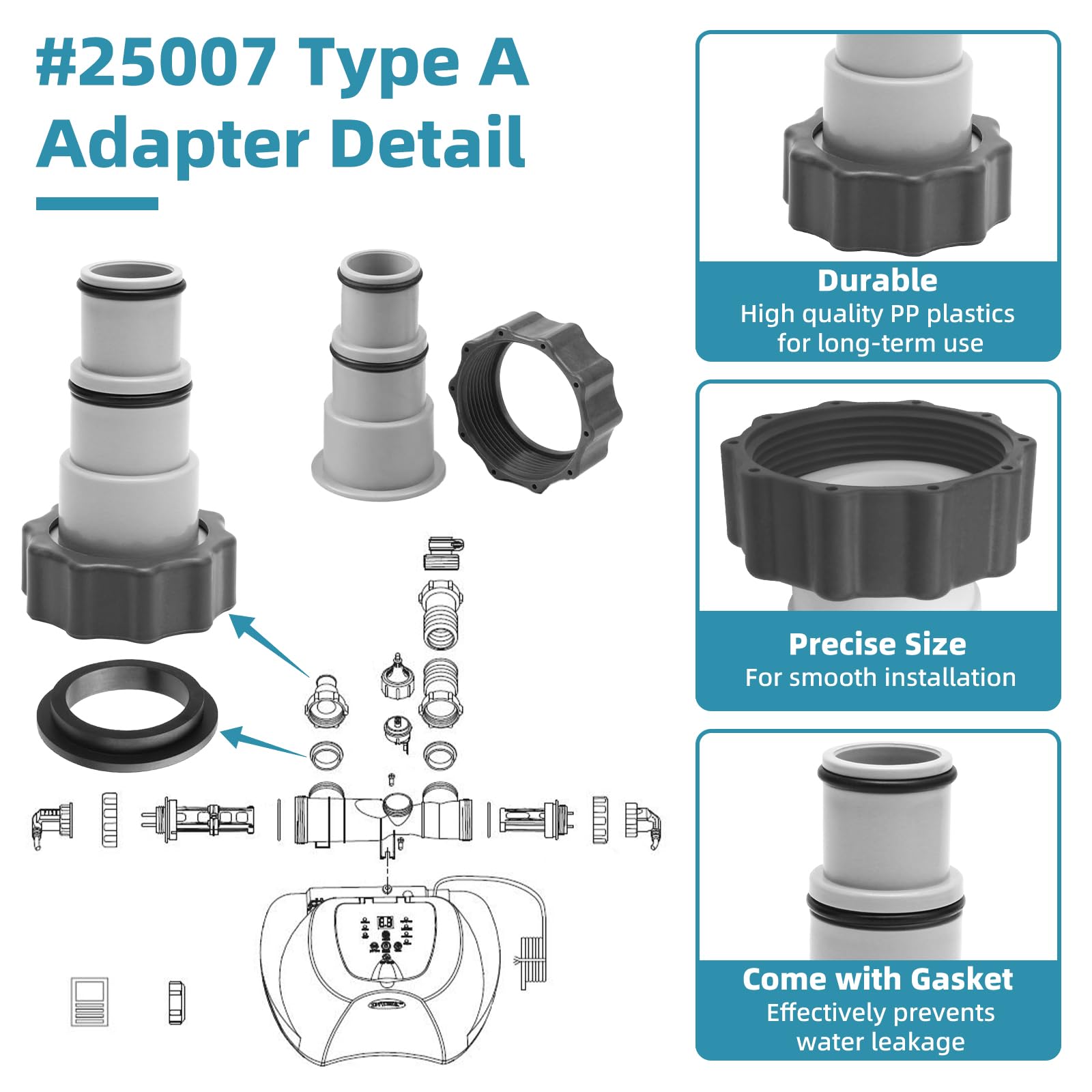 Snapklik.com : Dimakung 4 Pack 1.25" To 1.5" Pool Hose Adapter A & B ...