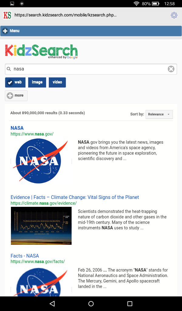 KidzSearch Safe Search - App on Amazon Appstore