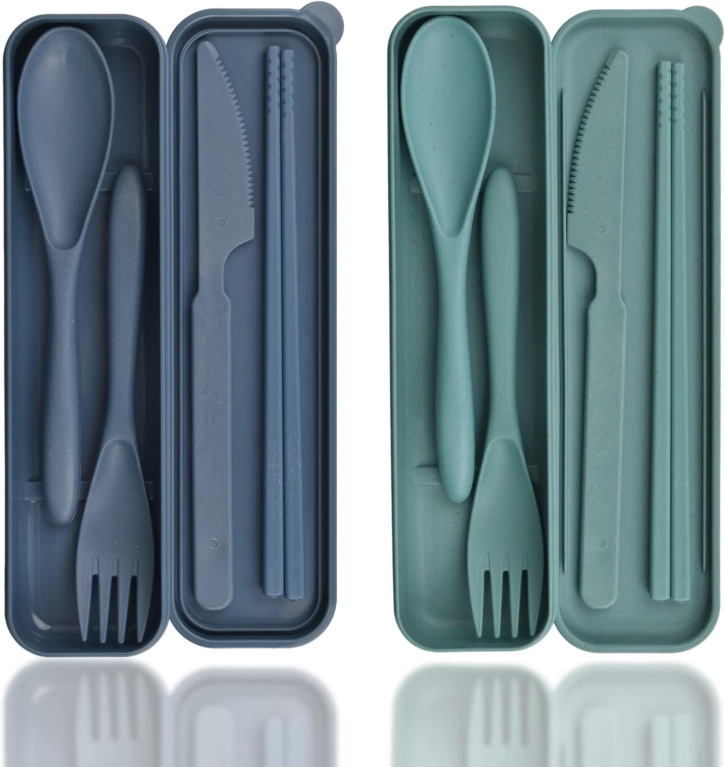 Amazon.com: 2 Sets Plastic Reusable Utensils Set with Case, Travel ...