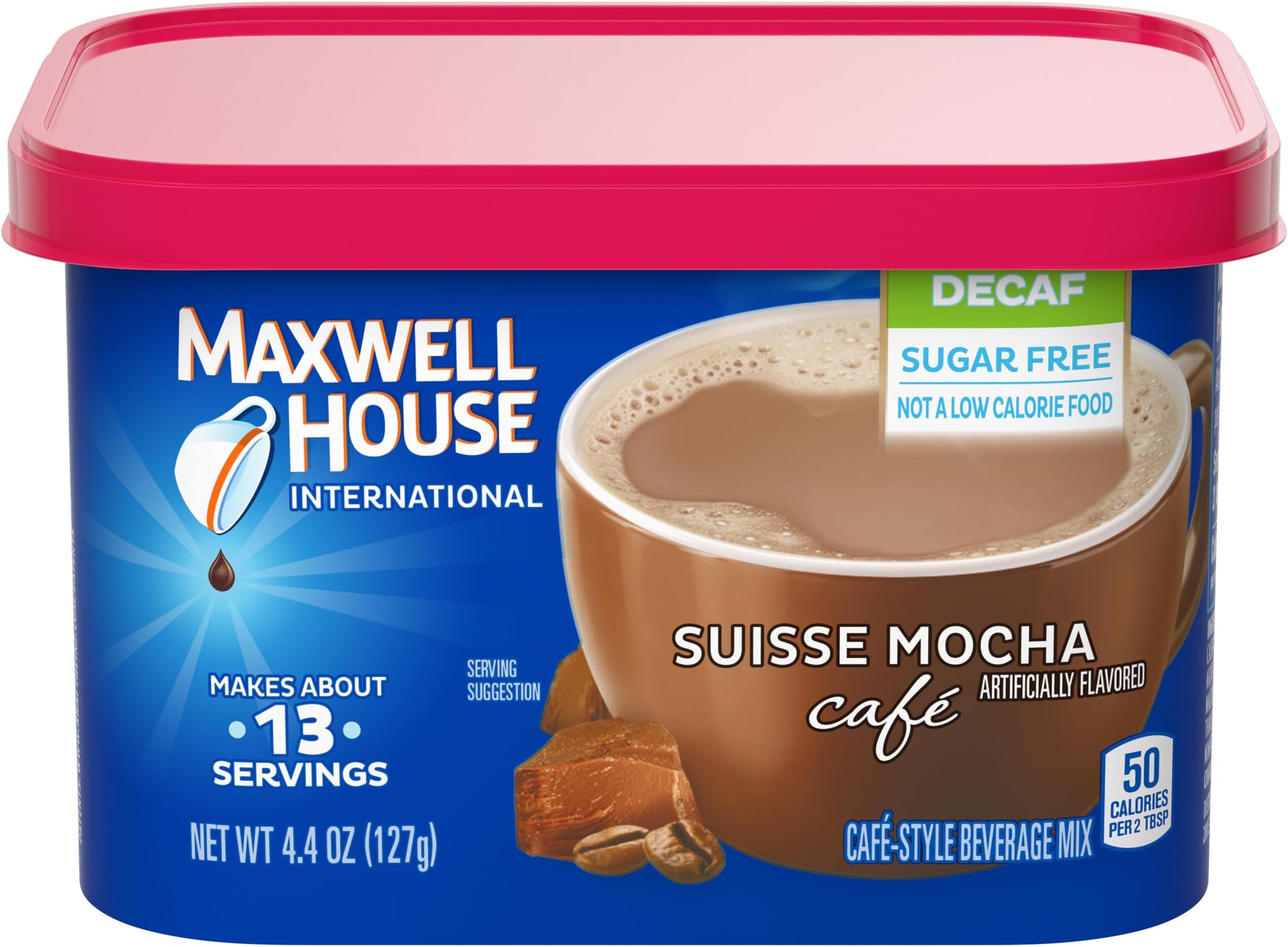 Amazon.com : Maxwell House Sugar-Free Suisse Mocha Cafe Decaf Instant ...