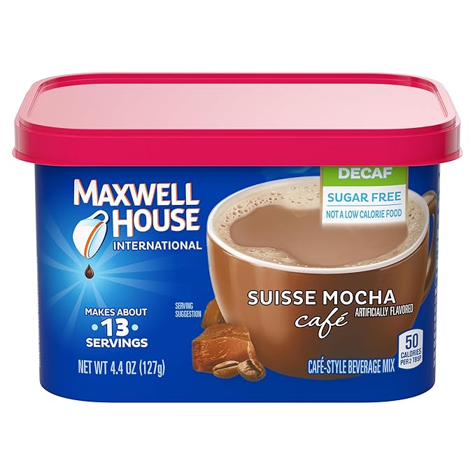 Amazon.com : Maxwell House Sugar-Free Suisse Mocha Cafe Decaf Instant ...