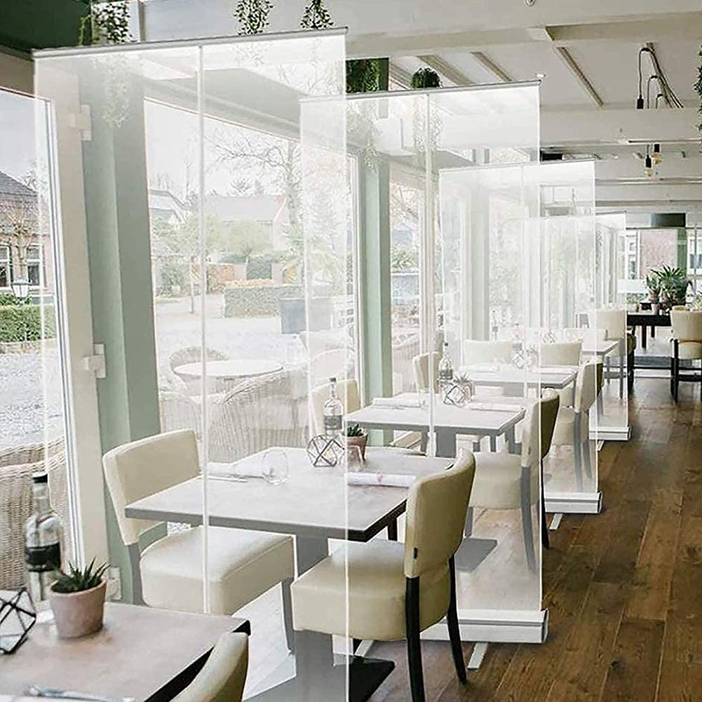 Buy 80 x 200cm Floor Standing Sneeze Guard, Clear Plastic Barrier ...