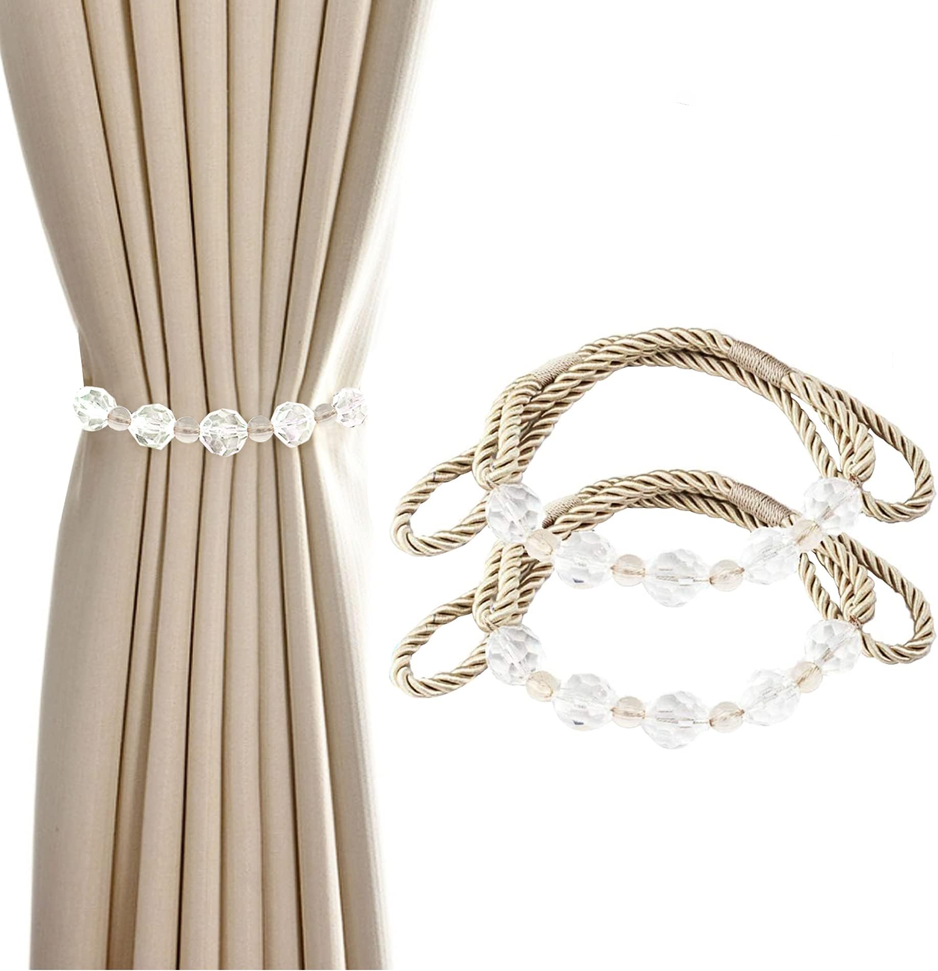 Alan Symonds Earle Beaded Rope Curtain Tie Back, rayon, Cream : Amazon ...
