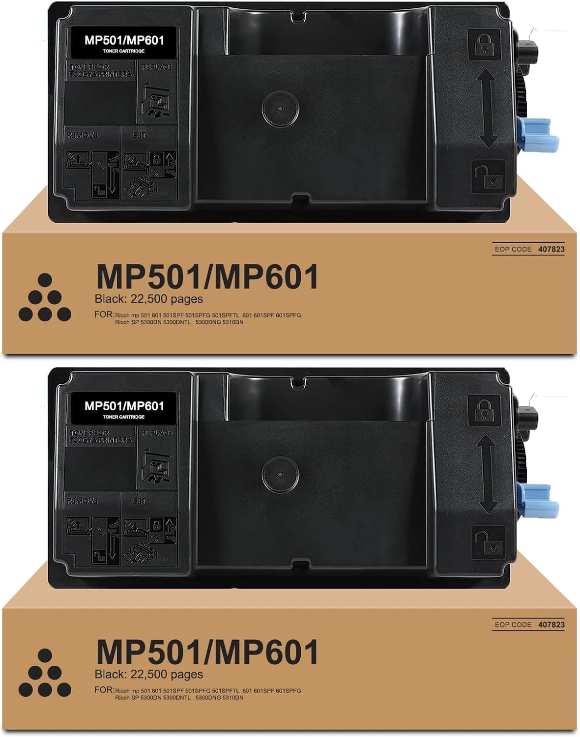 Amazon.com: VOOHOOD MP601 MP501 High Yield Black Toner Cartridge 2 Pack ...