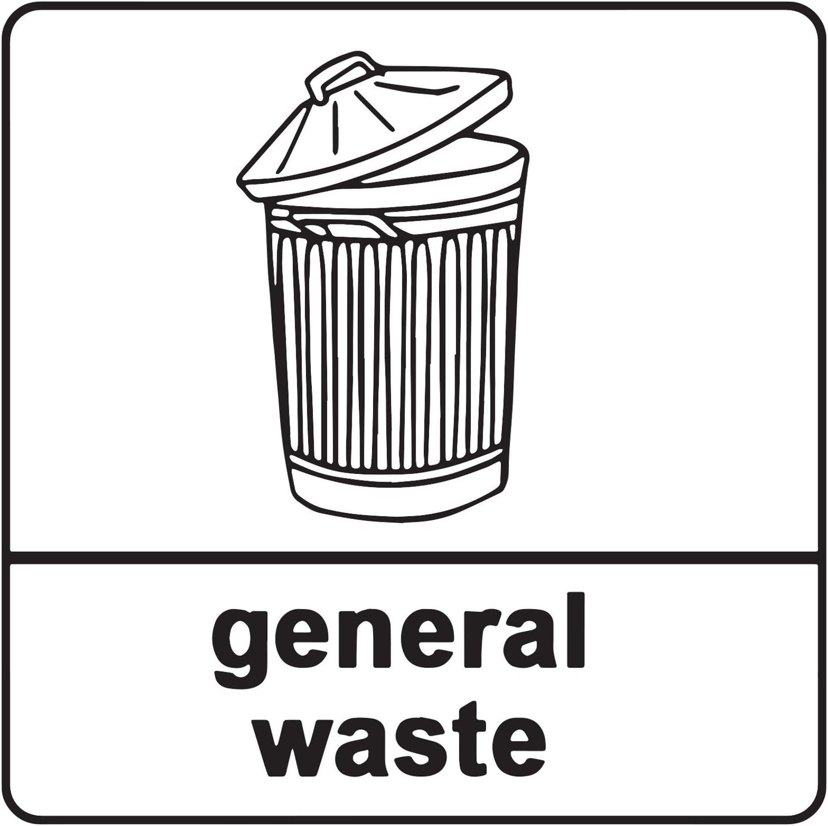 General Waste Recycling Sign/Sticker - Self Adhesive Sticker 150mm x ...