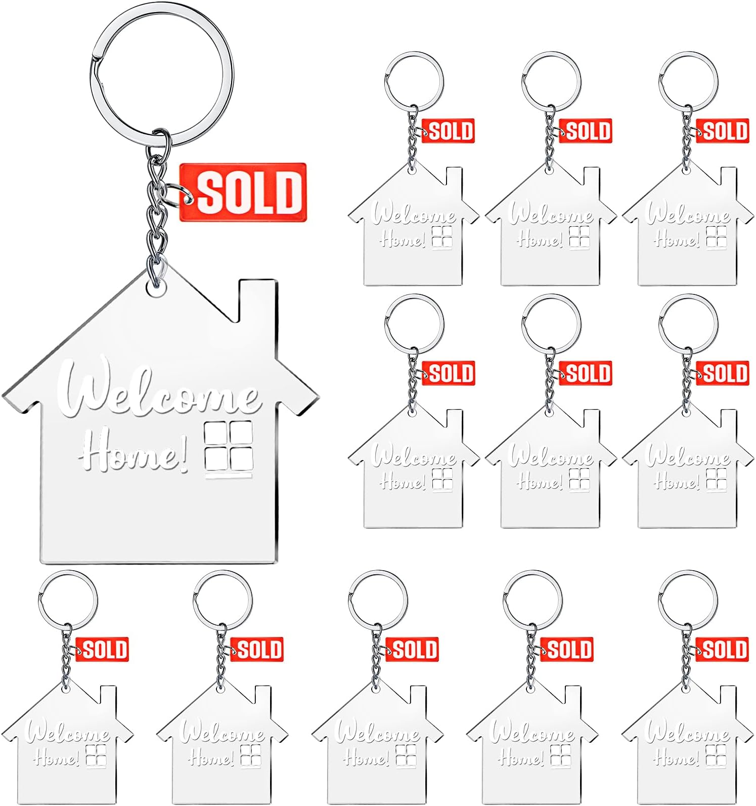 Amazon.com: Yinkin 48 Pcs Welcome Home Keychain Bulk Wooden House ...