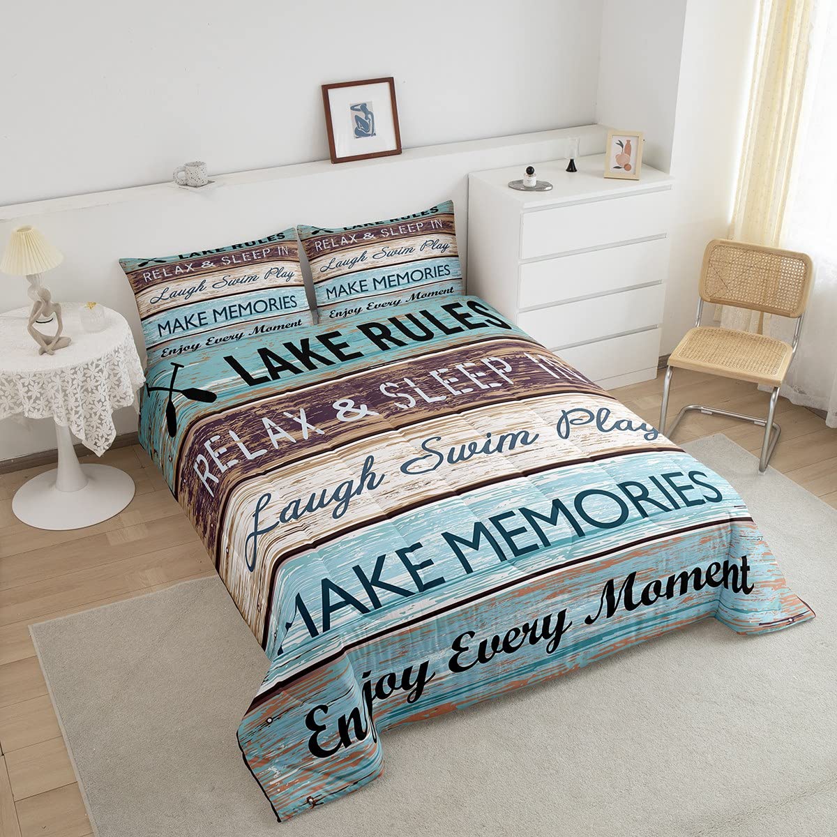 Homewish Rustic Farmhouse Comforter Set Lake House Bedding Set Queen ...