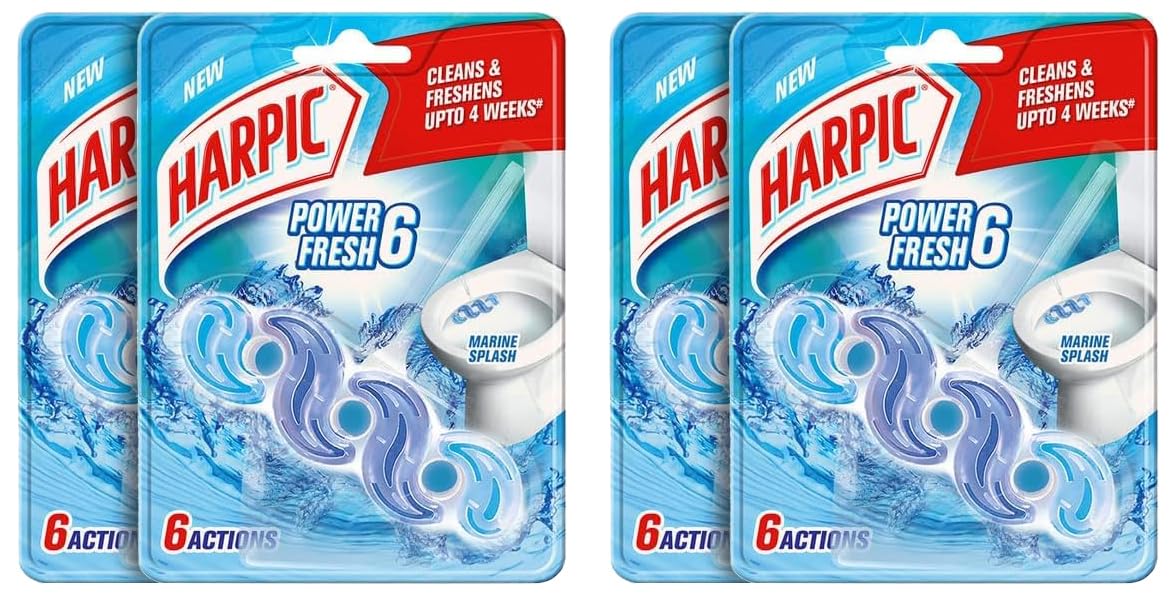 Harpic Marine Splash- 35 g Pack of 4 Power Fresh 6 Toilet Cleaner Rim ...