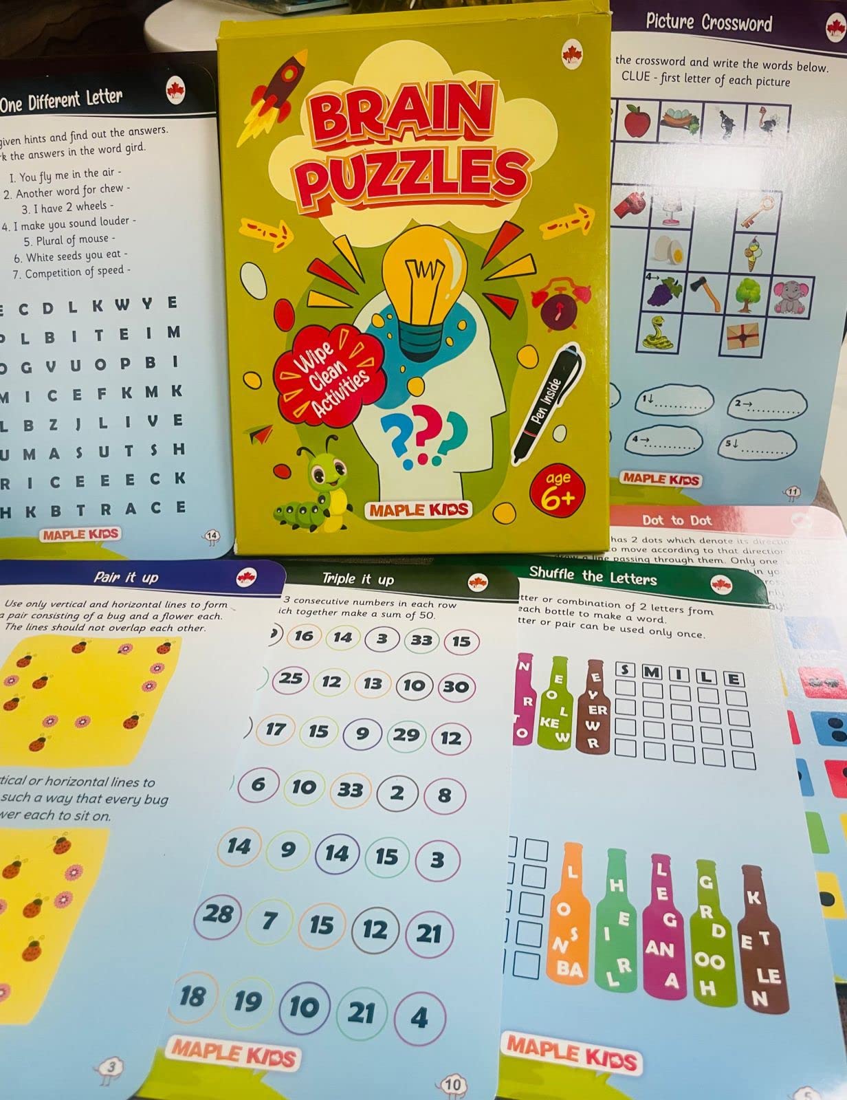 Brain Boosting Reusable Activity Sheets with Marker Pen - Brain Teasers ...