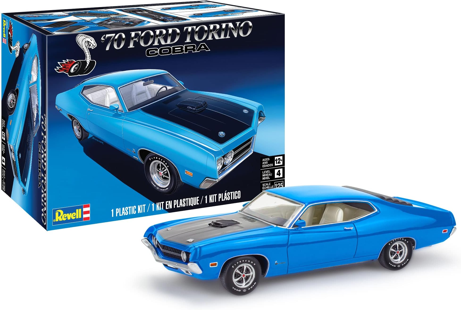Amazon.com: Revell 14534 1970 Ford Torino Cobra 1:25 Scale 128-Piece ...