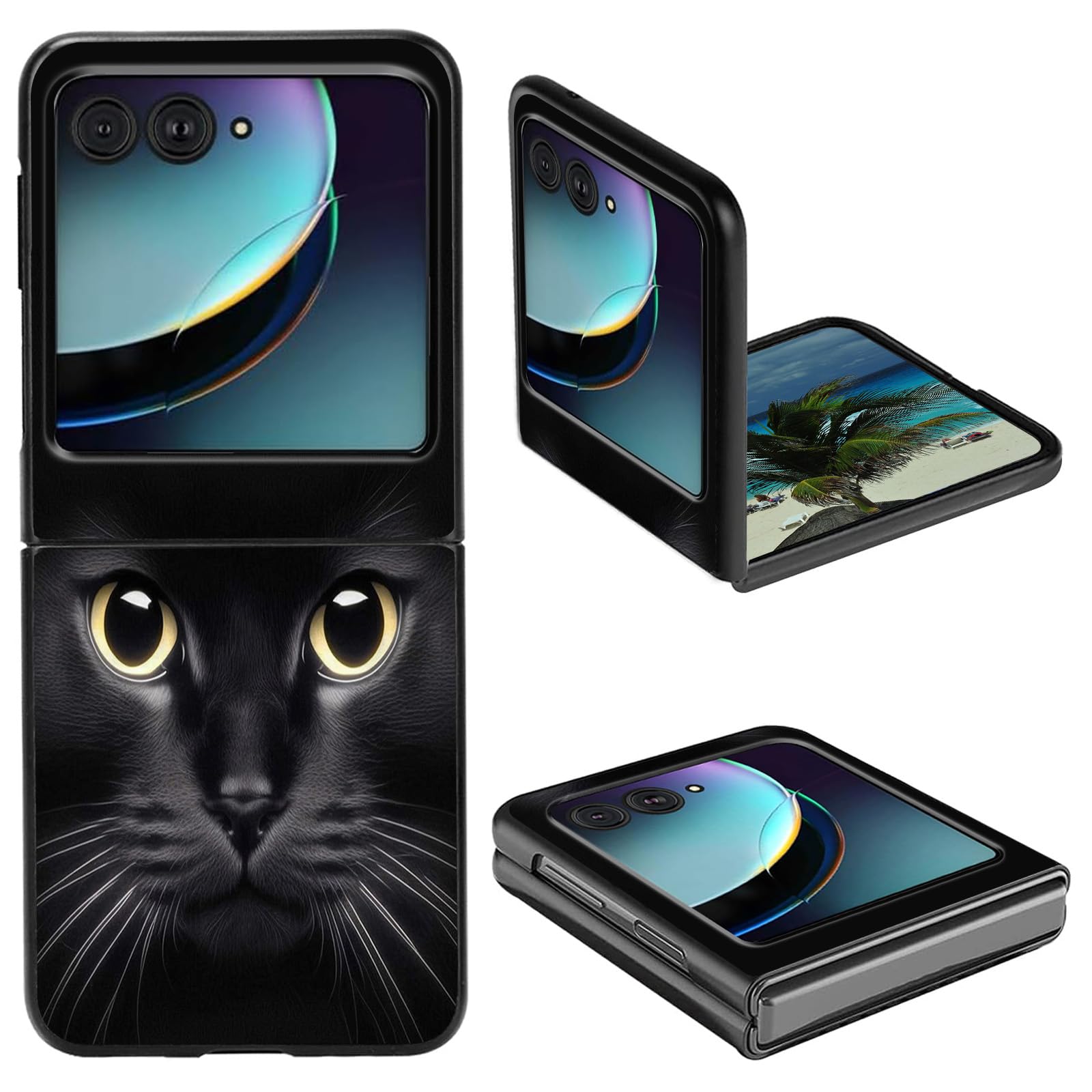 Amazon.com: for Motorola Razr Plus 2024 Case with Black Cat Pattern ...
