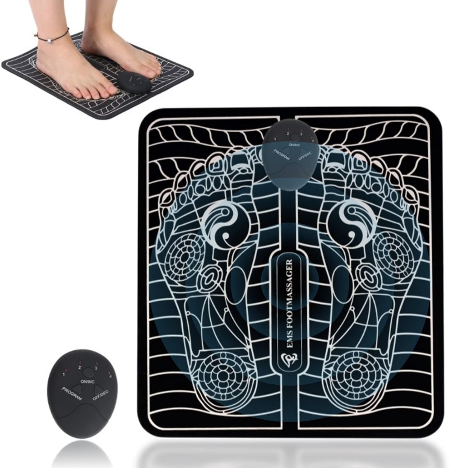 Electric EMS Foot Massager, Feet Circulation Massager, Folding Portable ...