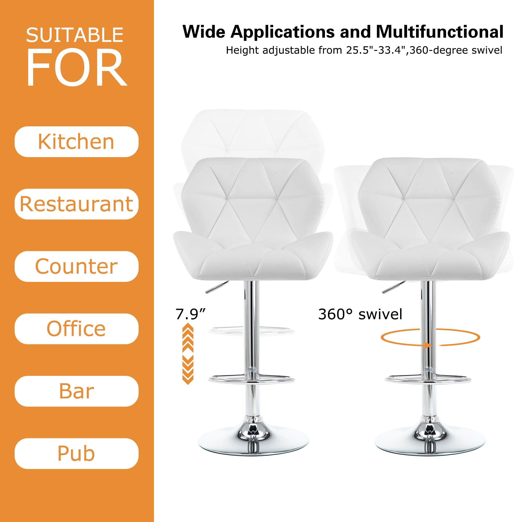 Snapklik.com : NOBPEINT Shell Back Adjustable Swivel Bar Stools