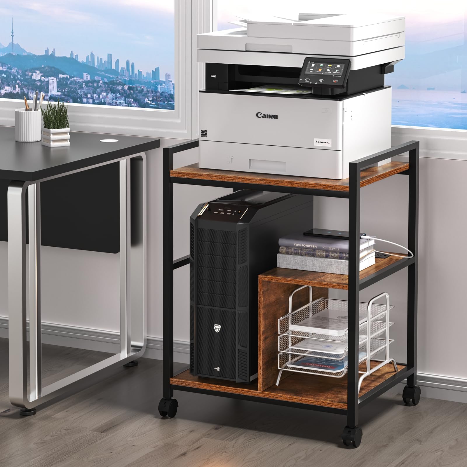 Amazon.com : Lerliuo Printer Stand with Charging Station and USB Ports ...